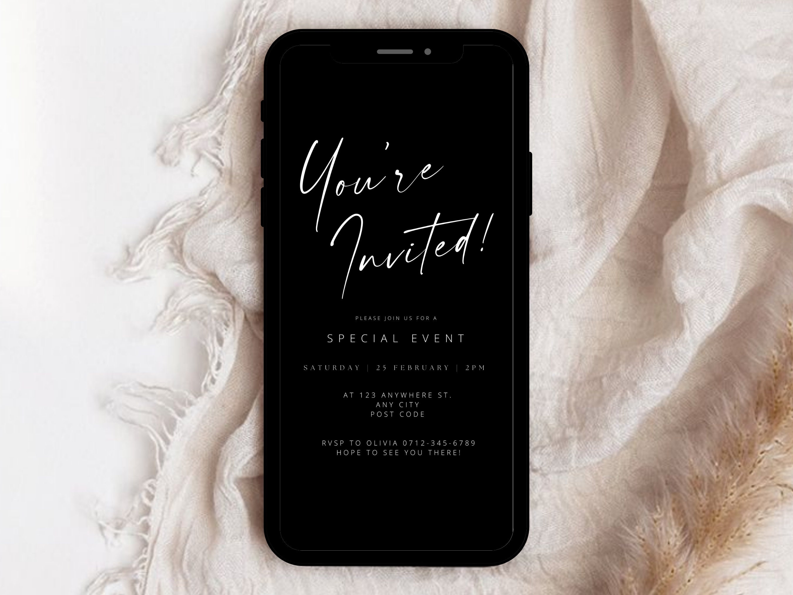 You're Invited Digital Invitation, Minimalist Text Message Invitation ...