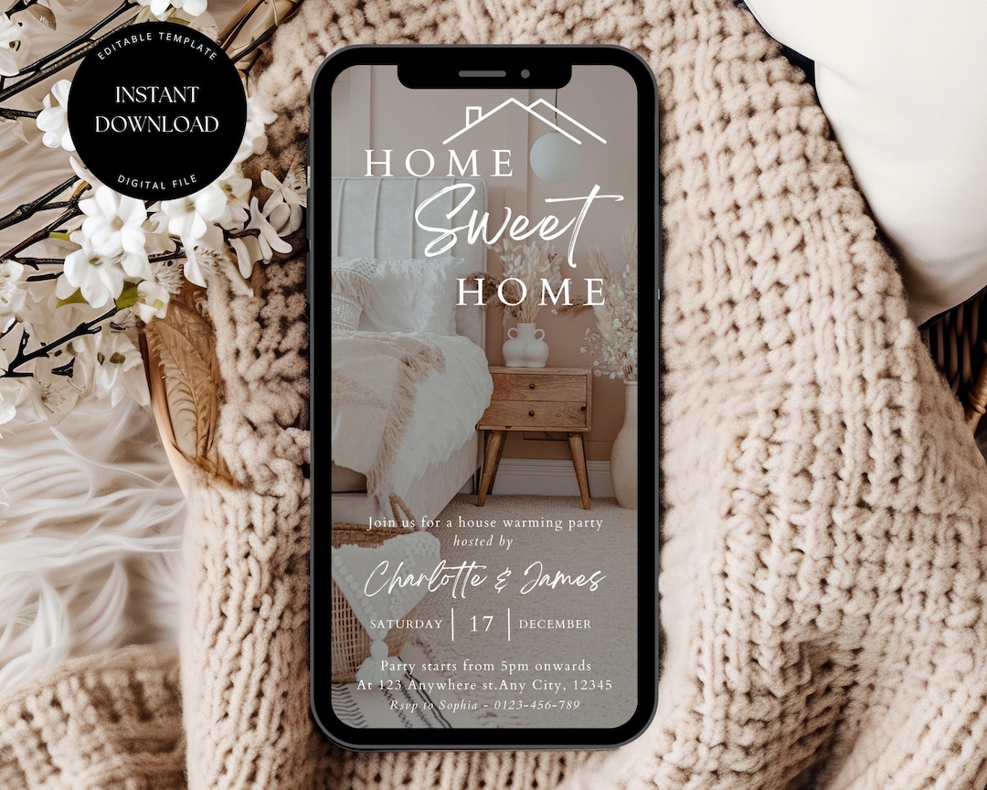 Digital Housewarming Party Invitation Template, Custom Housewarming ...