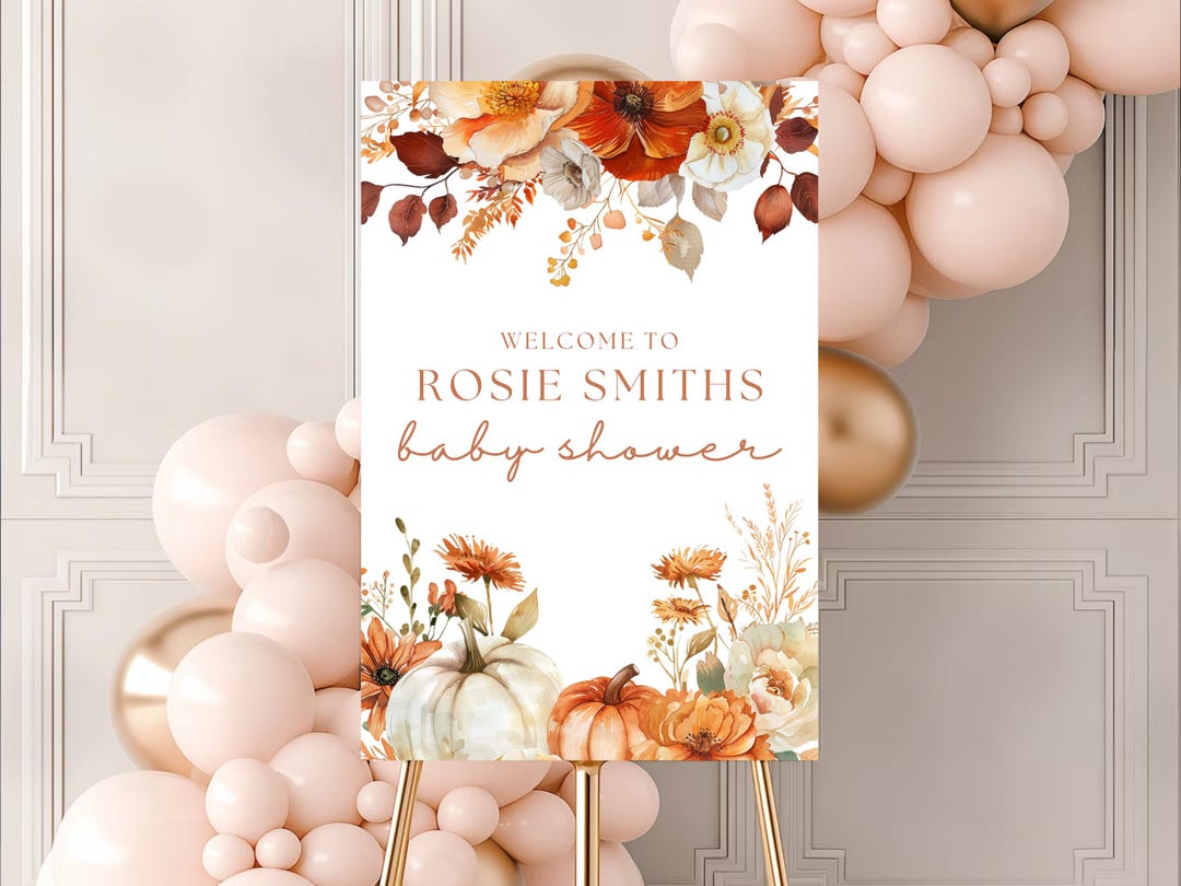 Rustic Fall Baby Shower Signs Template, Little Pumpkin Baby Shower ...