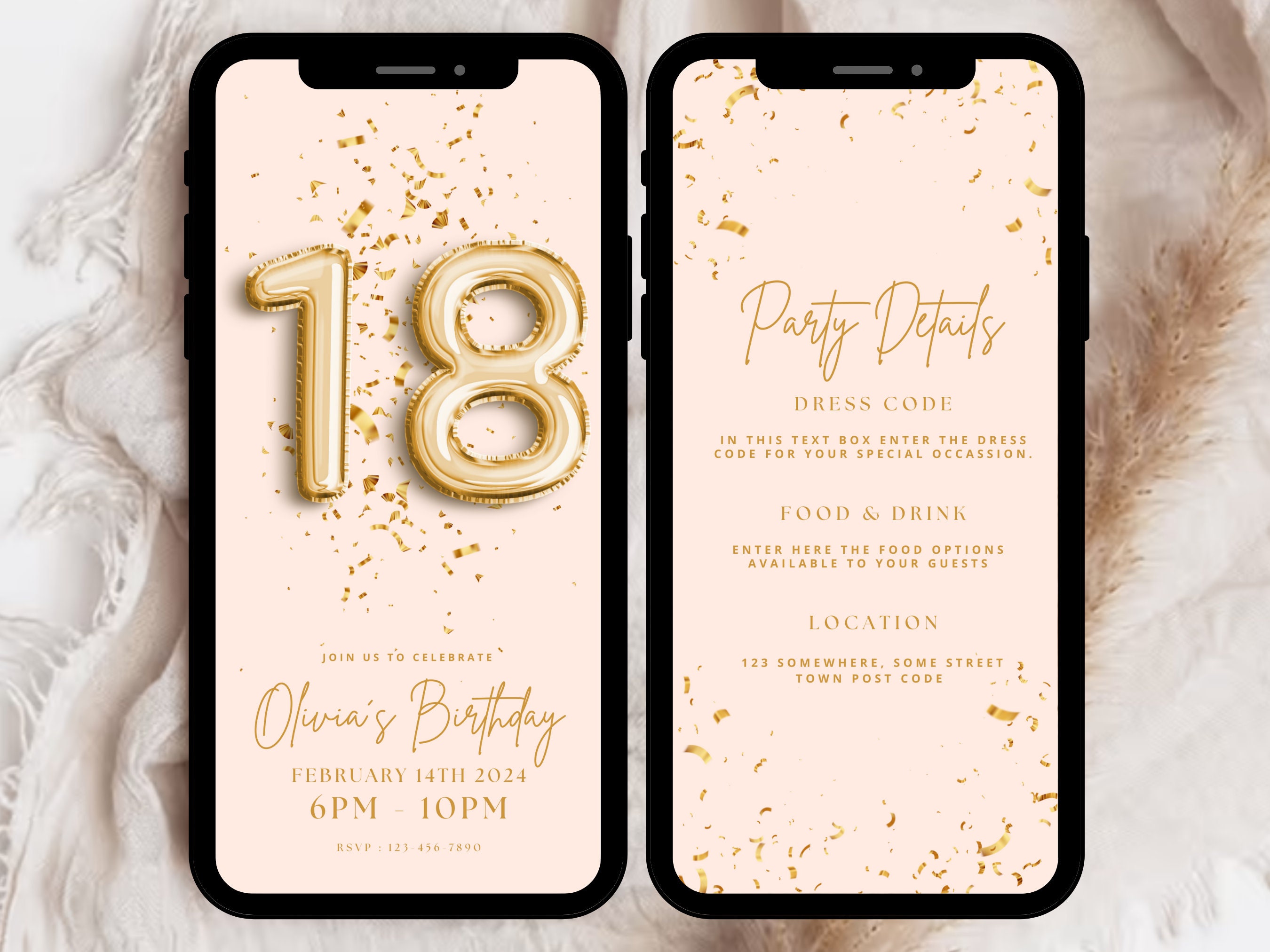 18th Birthday Invite Template, Digital 18th Birthday Invitation, 18th ...