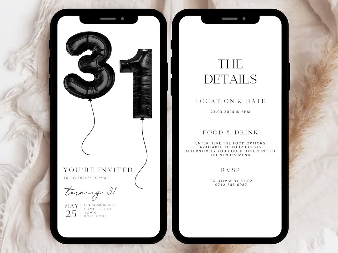 Digital 31st Birthday Invitation Template, 31st Birthday Party ...