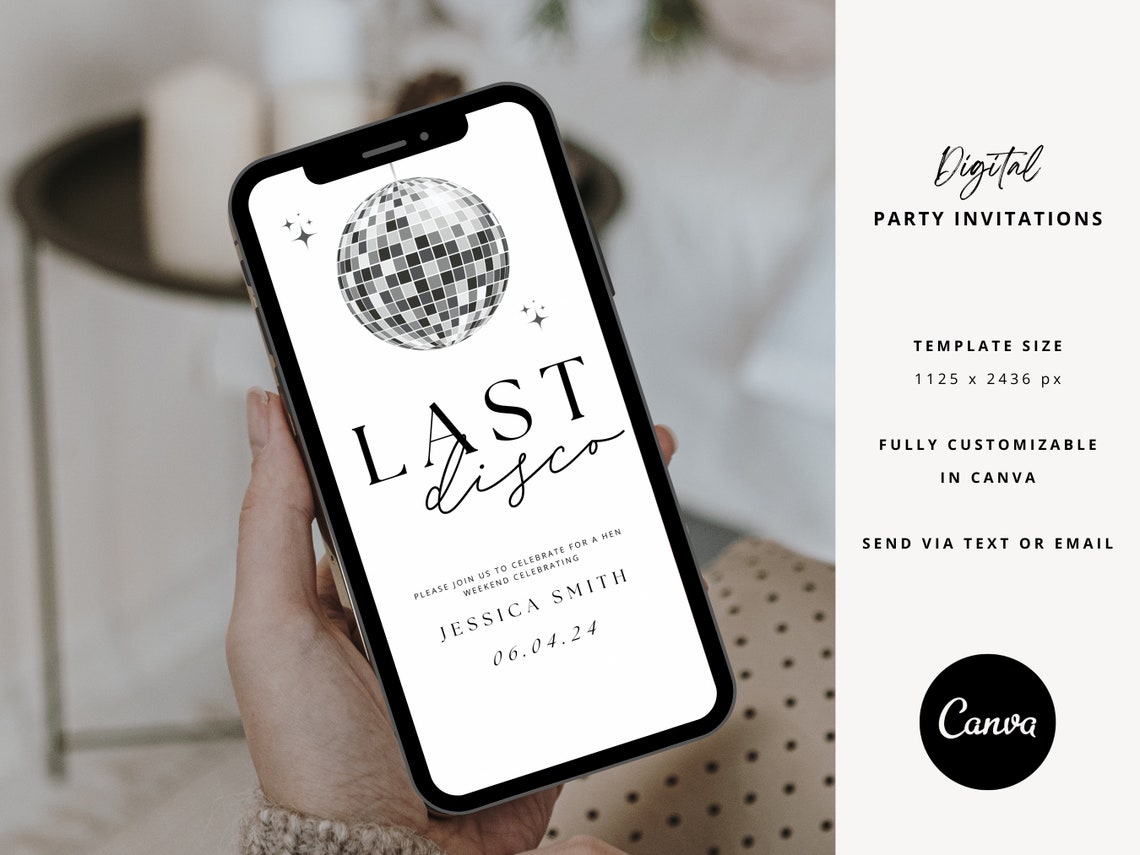 Last Disco Bachelorette Party Invitation Template, Last Disco Invite ...