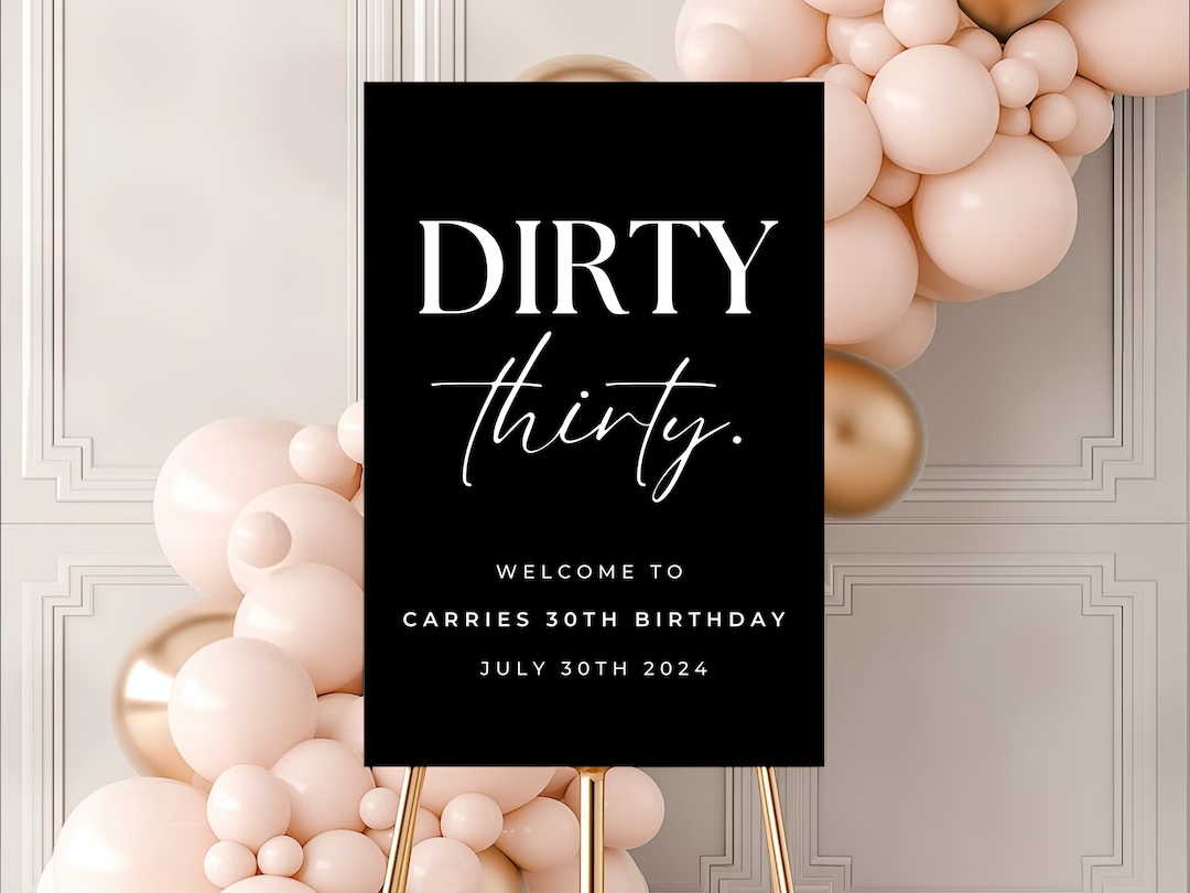 Dirty Thirty Welcome Sign Template, Dirty 30 Birthday Party Welcome ...