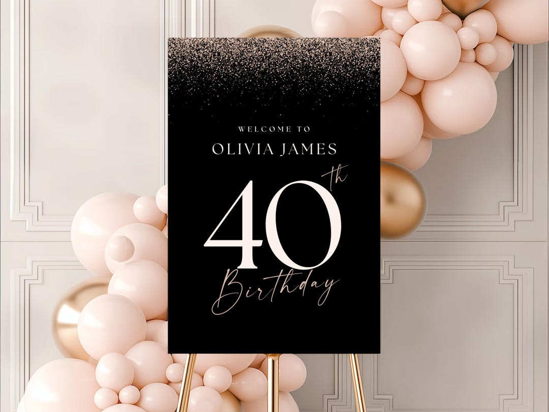 40th Birthday Party Welcome Sign Editable Template, 40th Birthday Party ...