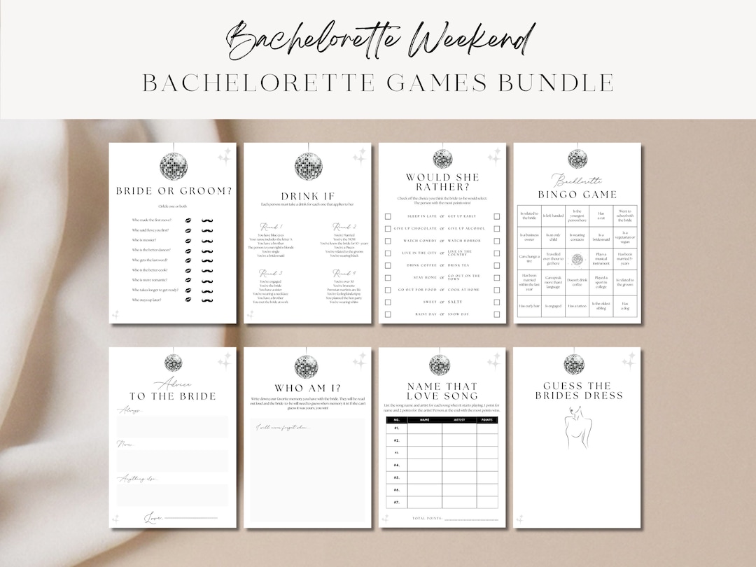 Last Disco Bachelorette Games Bundle, Last Disco Hen Do, Canva Template ...