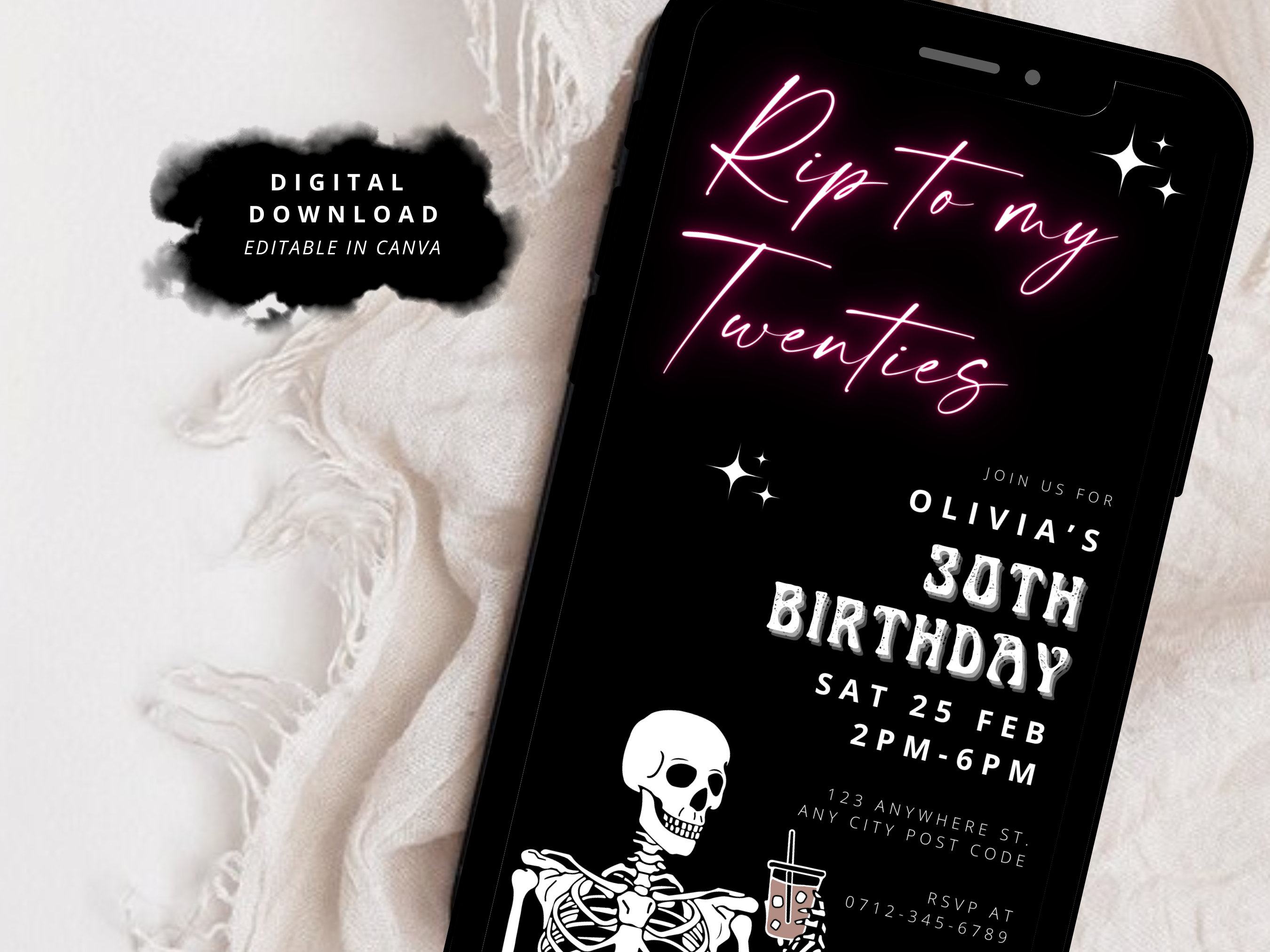 RIP 20s Invitation, RIP Twenties Party Invitation, 30th E-invite, Death ...