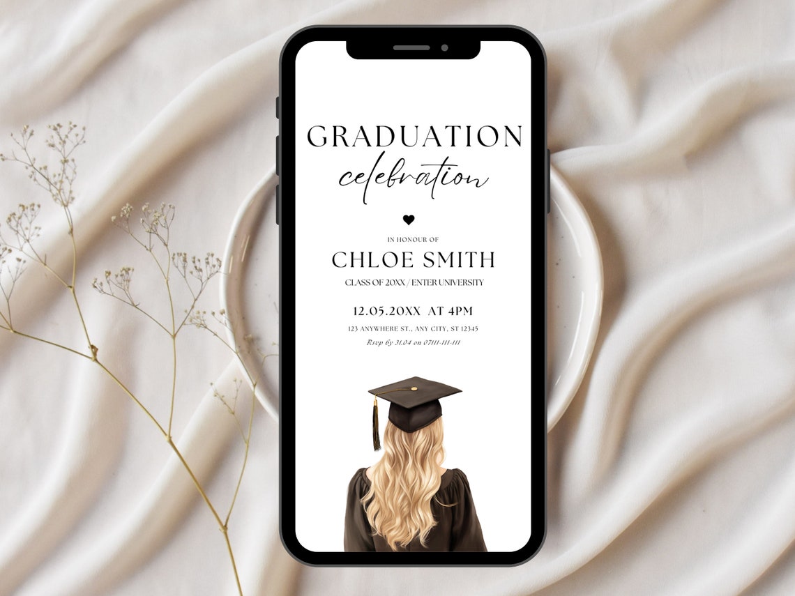 Graduate Class of 2025 Party Invitation Template, Minimalist College ...