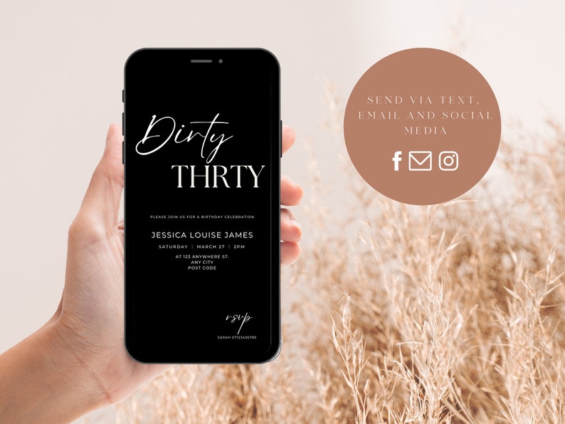 Dirty Thirty Birthday Digital Invitation Dirty 30 Invite - Etsy