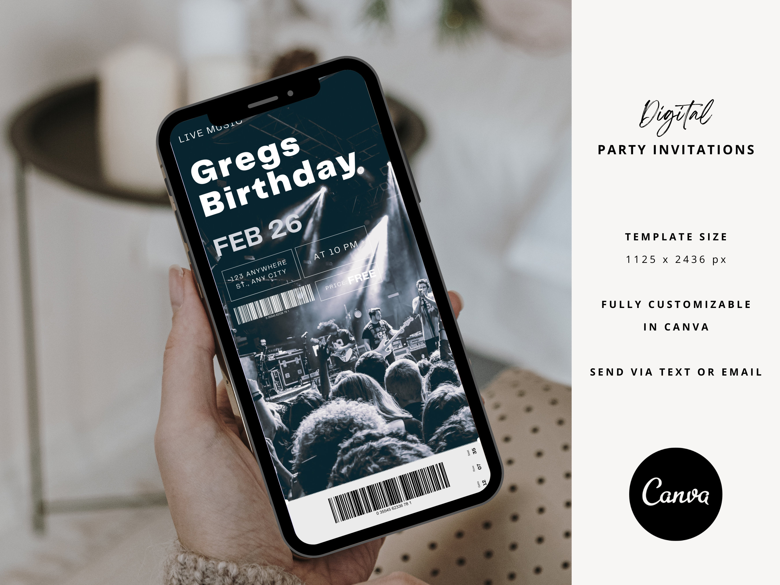 Ticket Invitation Birthday, Gig Ticket Invitations, Rock Birthday ...