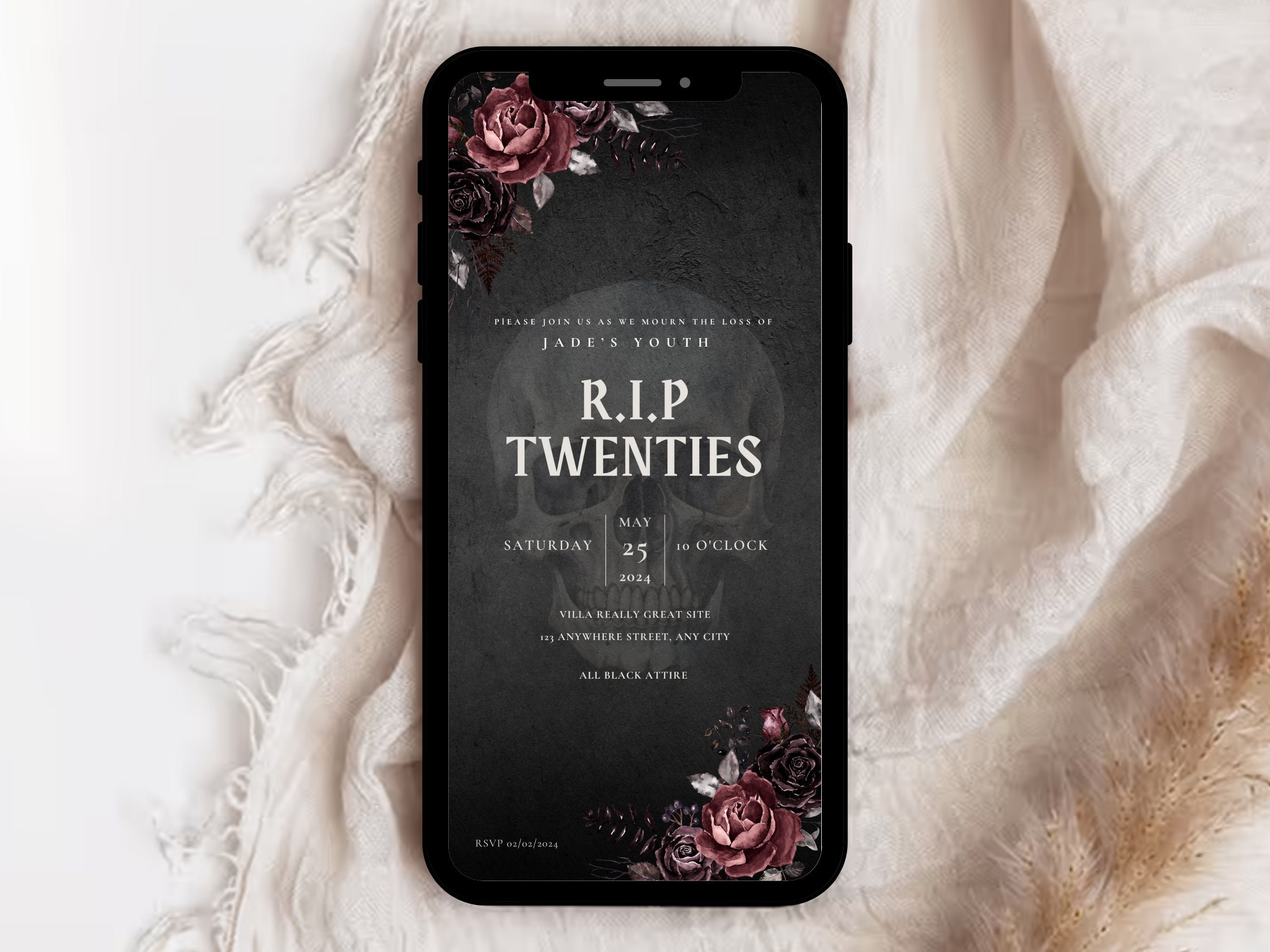 RIP 20s Invitation & Itinerary, RIP Twenties Party Invitation, 30th E ...