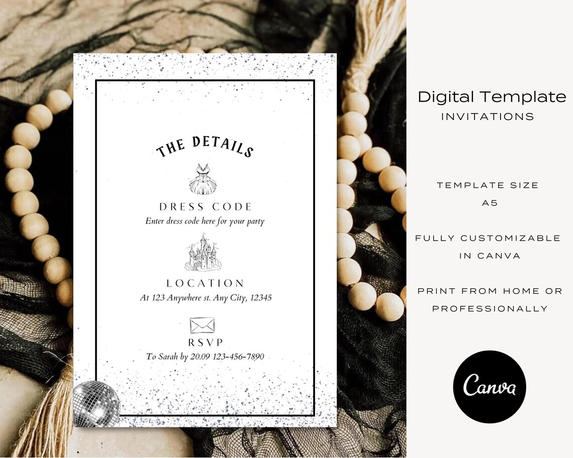 Editable Adult Halloween Party Template, Printablehalloween Party ...