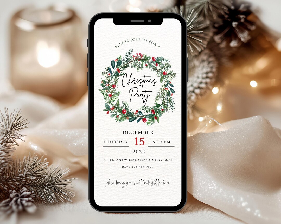 Digital Christmas Party Invitation Template, Work Christmas Holiday ...