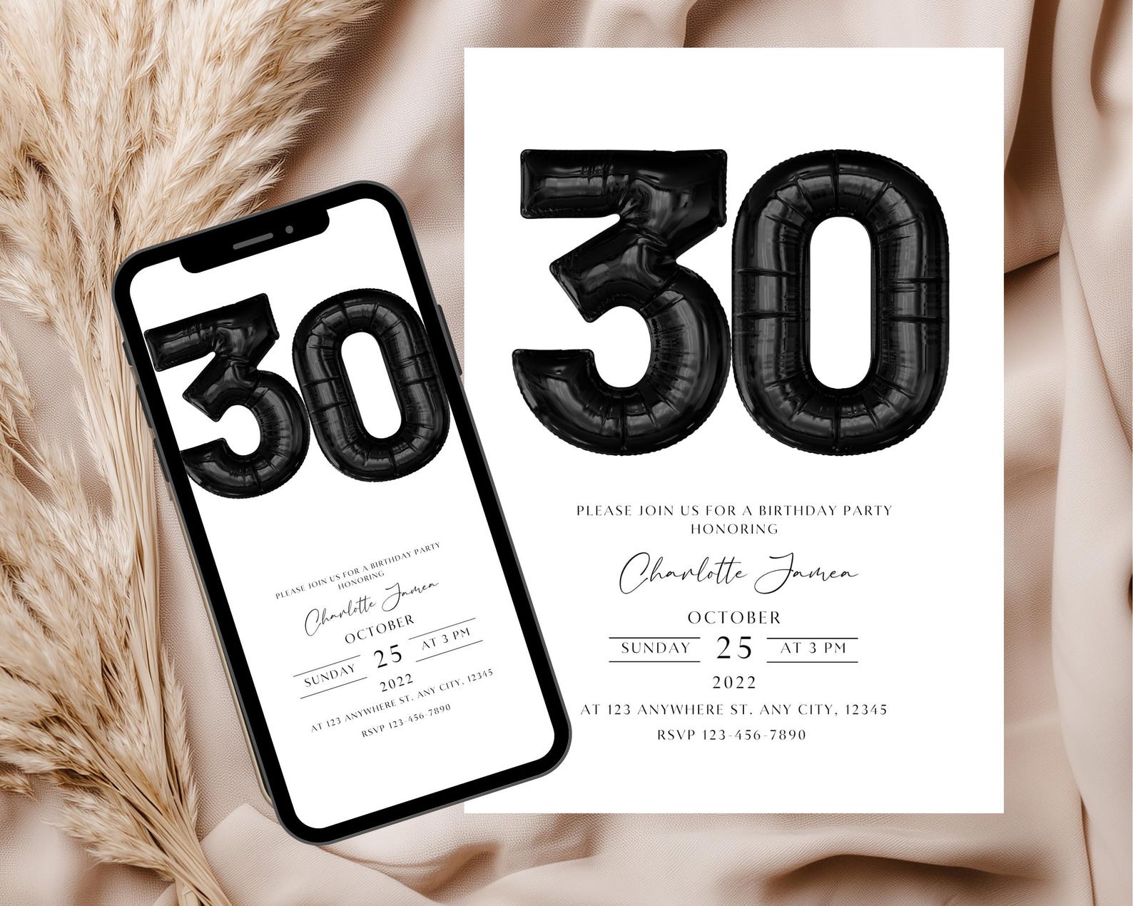 30th Birthday Party Invitation Template, 30th Birthday Digital ...