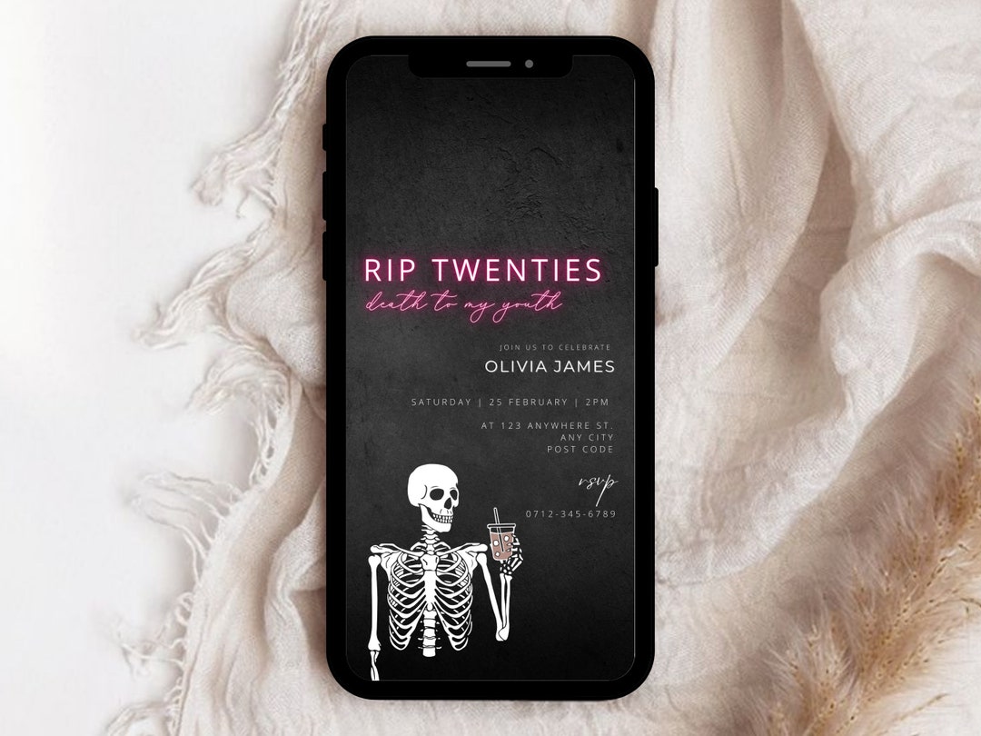 RIP 20s Invitation, RIP Twenties Party Invitation, 30th E-invite, Black ...