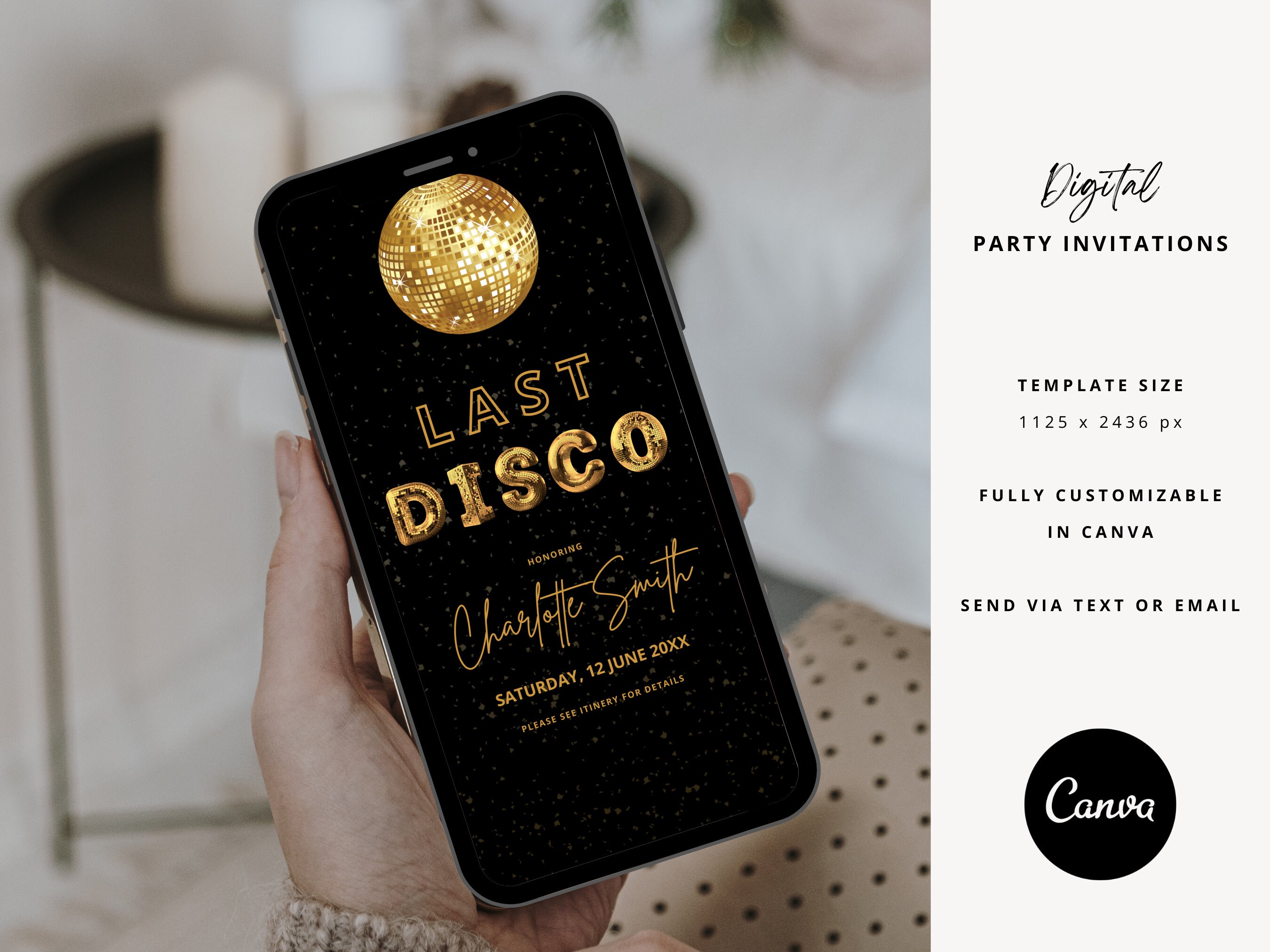 Last Disco Bachelorette Party Invitation Template, Last Disco ...