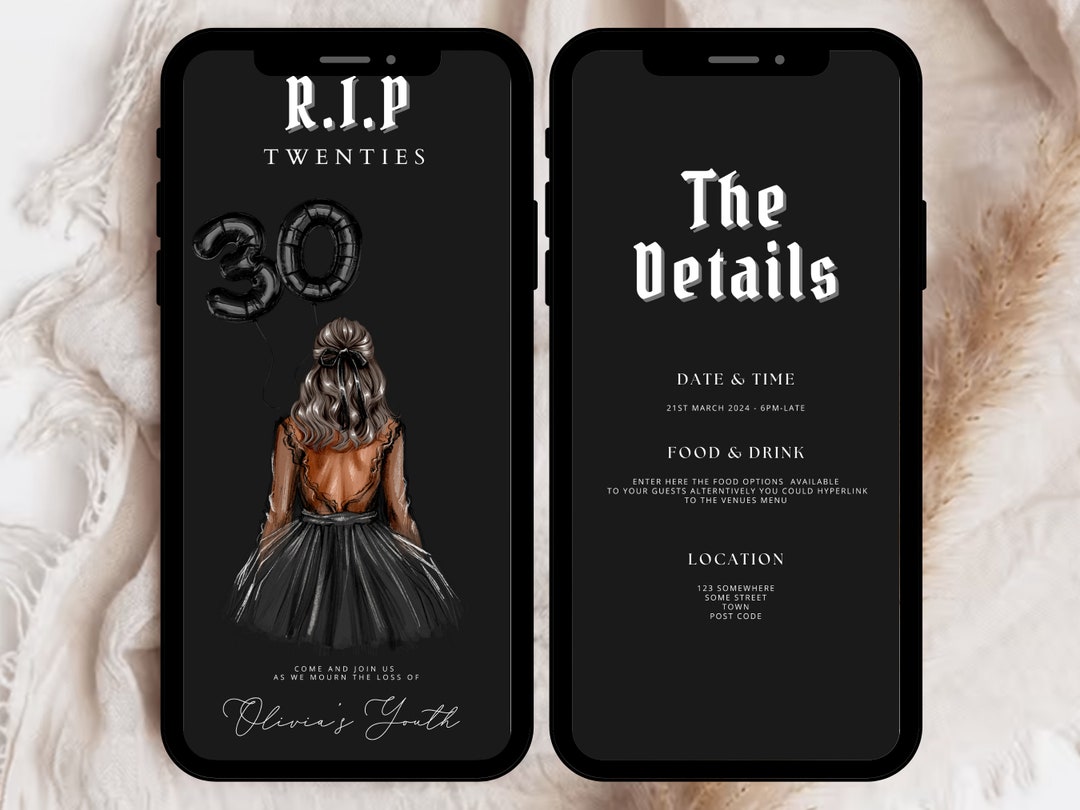 RIP 20s Party Invite, RIP Twenties Party Invitation, 30th Birthday ...