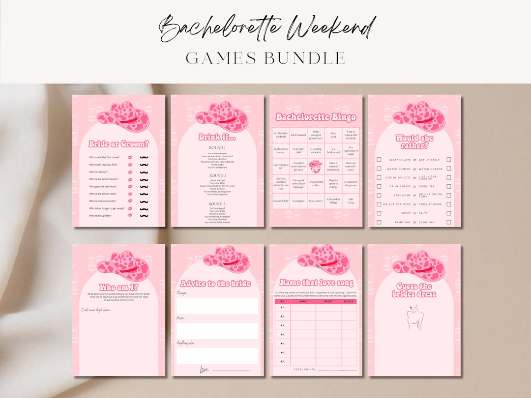 Last Rodeo Bachelorette Games Bundle, Last Rodeo Hen Do, Canva Template ...
