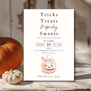 Pumpkin Halloween Party Invitation Template, Editable Halloween ...