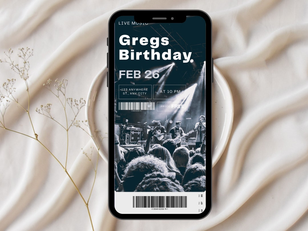 Ticket Invitation Birthday, Gig Ticket Invitations, Rock Birthday ...