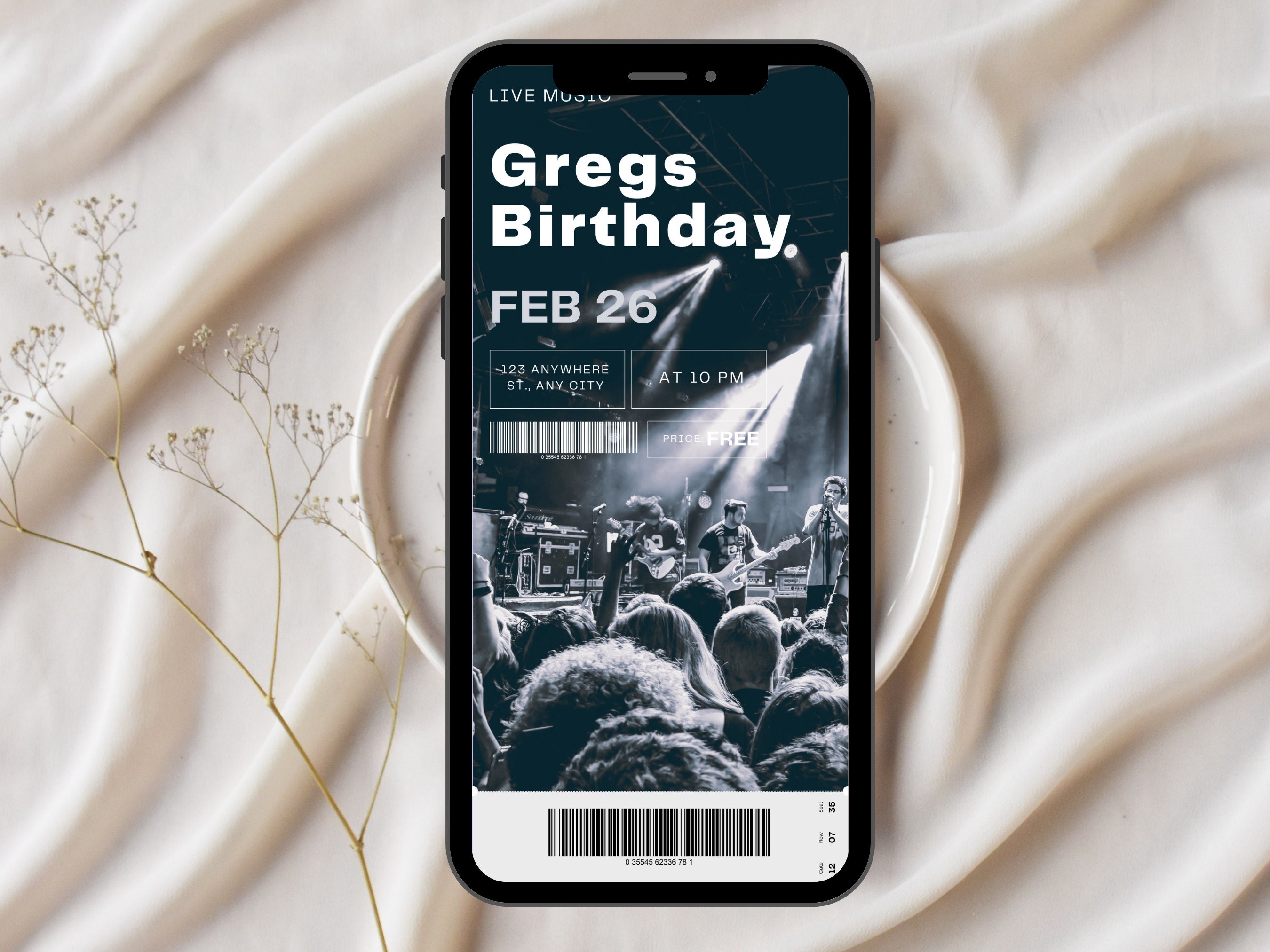 Ticket Invitation Birthday, Gig Ticket Invitations, Rock Birthday ...