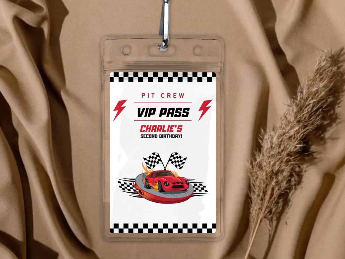 Race Car VIP Pass Template, Boy Racing Birthday Pit Crew VIP Pass Landyard Template, Race Car ...