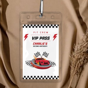 Race Car VIP Pass Template, Boy Racing Birthday Pit Crew VIP Pass ...