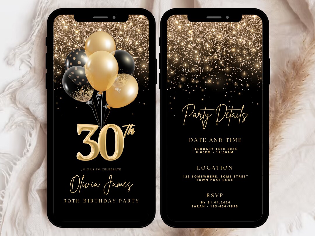 Digital 30th Birthday Party Invitation Template, 30th Digital Birthday ...