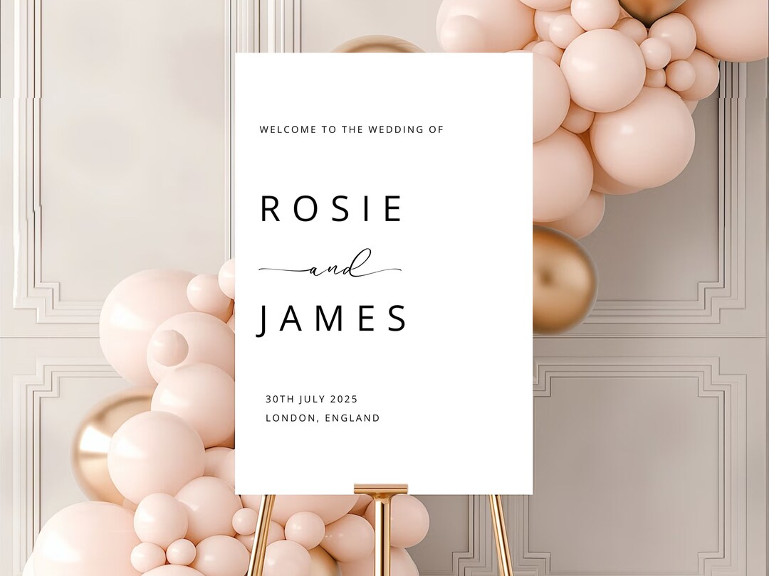Elegant Wedding Welcome Sign Template Editable, Wedding Welcome Board ...