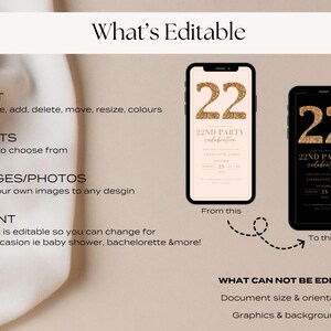 22nd Birthday Party Invitation Template, Editable 22nd Birthday ...