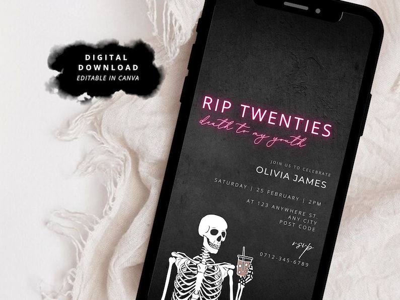 RIP 20s Invitation, RIP Twenties Party Invitation, 30th E-invite, Black ...