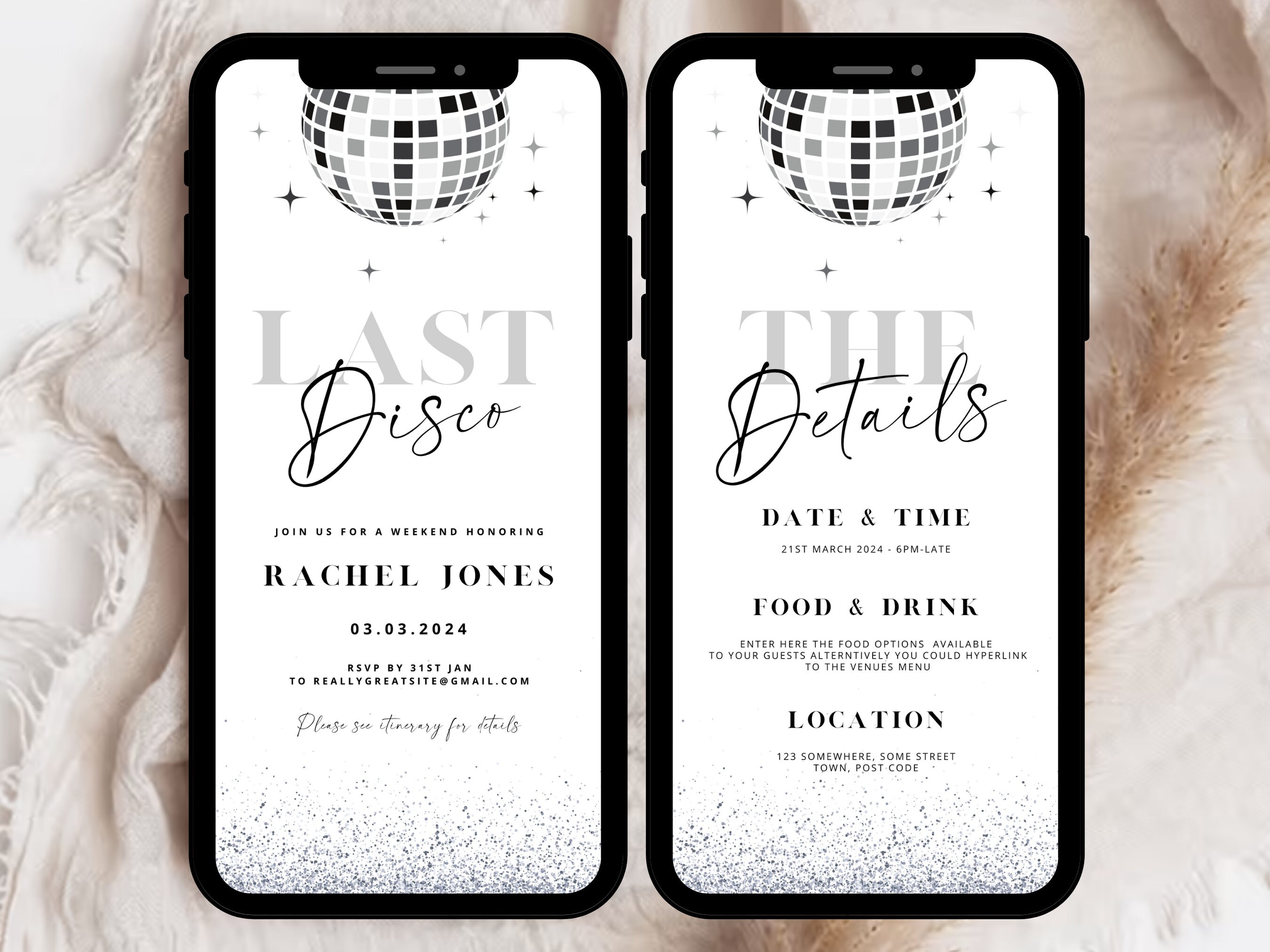 Last Disco Bachelorette Invite Template, Bachelorette Last Disco Party ...
