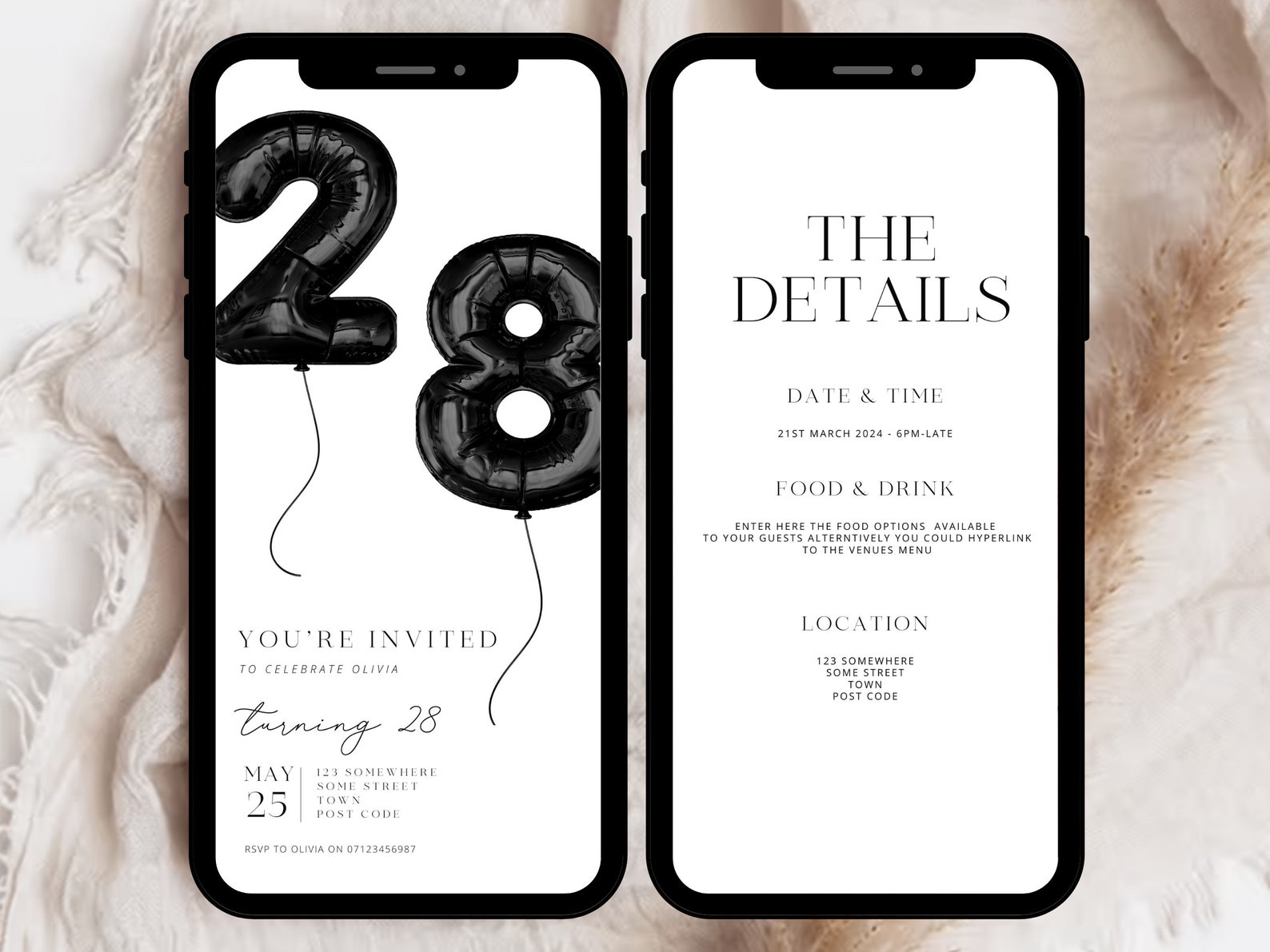 Digital 28th Birthday Invitation, 28th E-invite, 28th Birthday E-invite, 28th Party Invitation ...