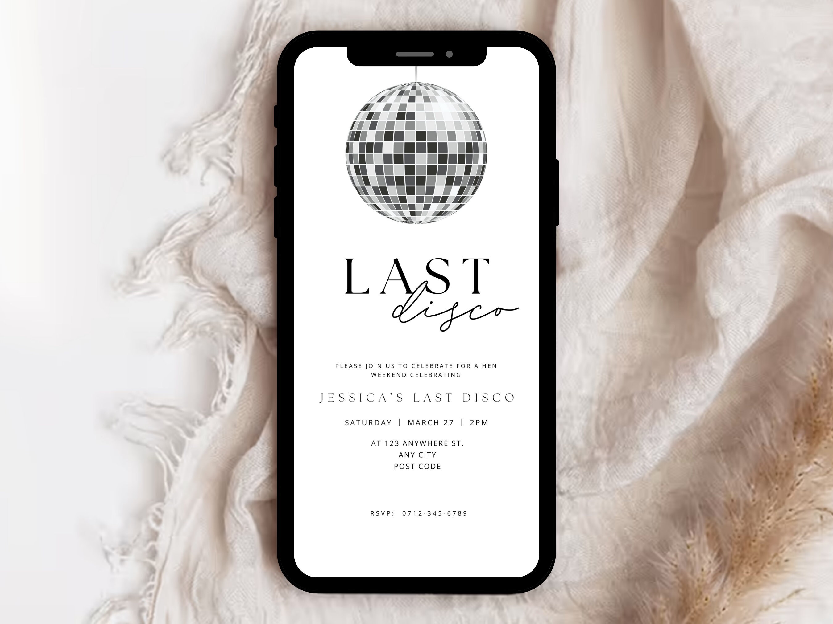 Last Disco Bachelorette Party Invitation With Itinerary Template, Last ...