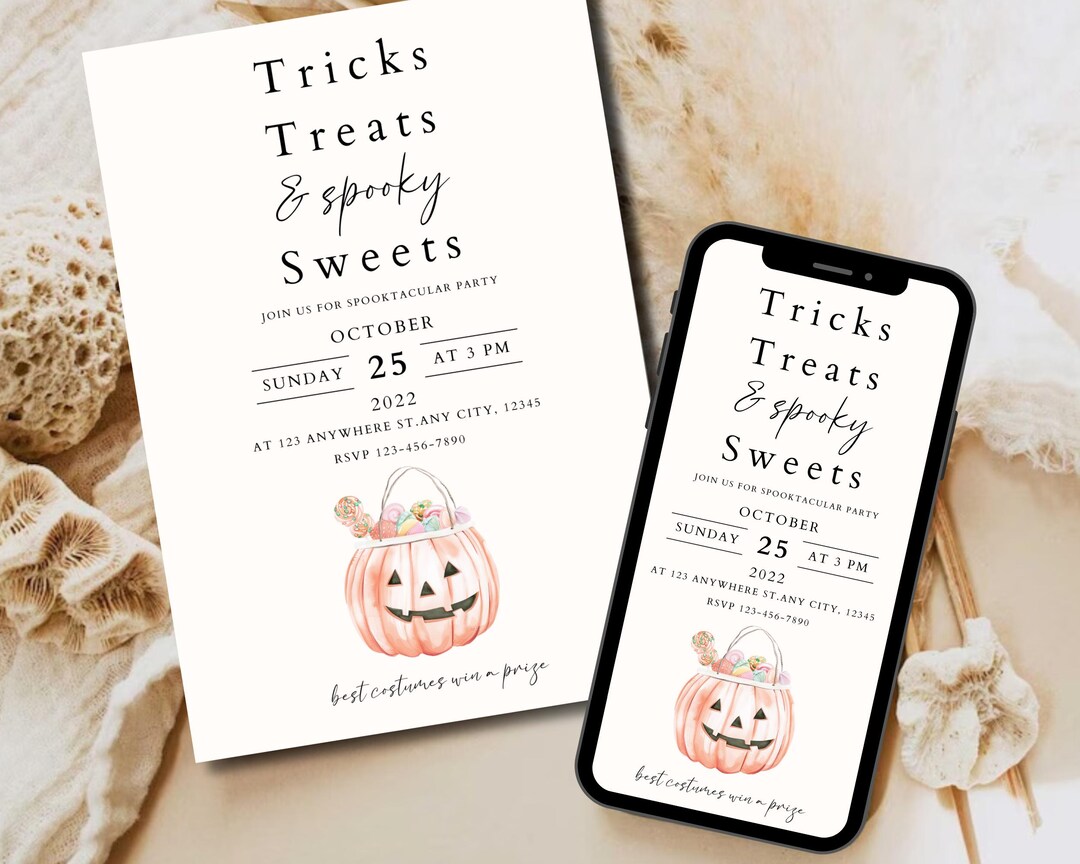Pumpkin Halloween Party Invitation Template, Editable Halloween ...
