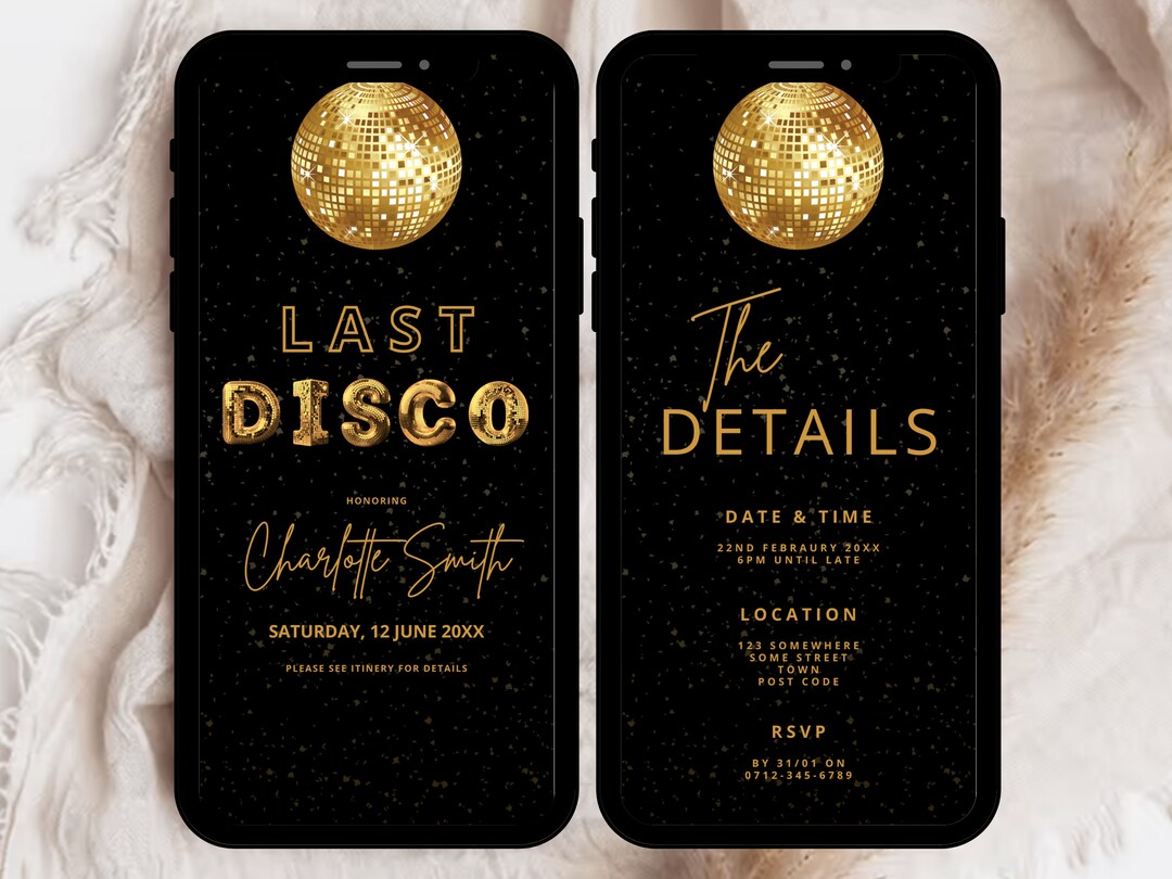 Last Disco Bachelorette Party Invitation Template, Last Disco ...