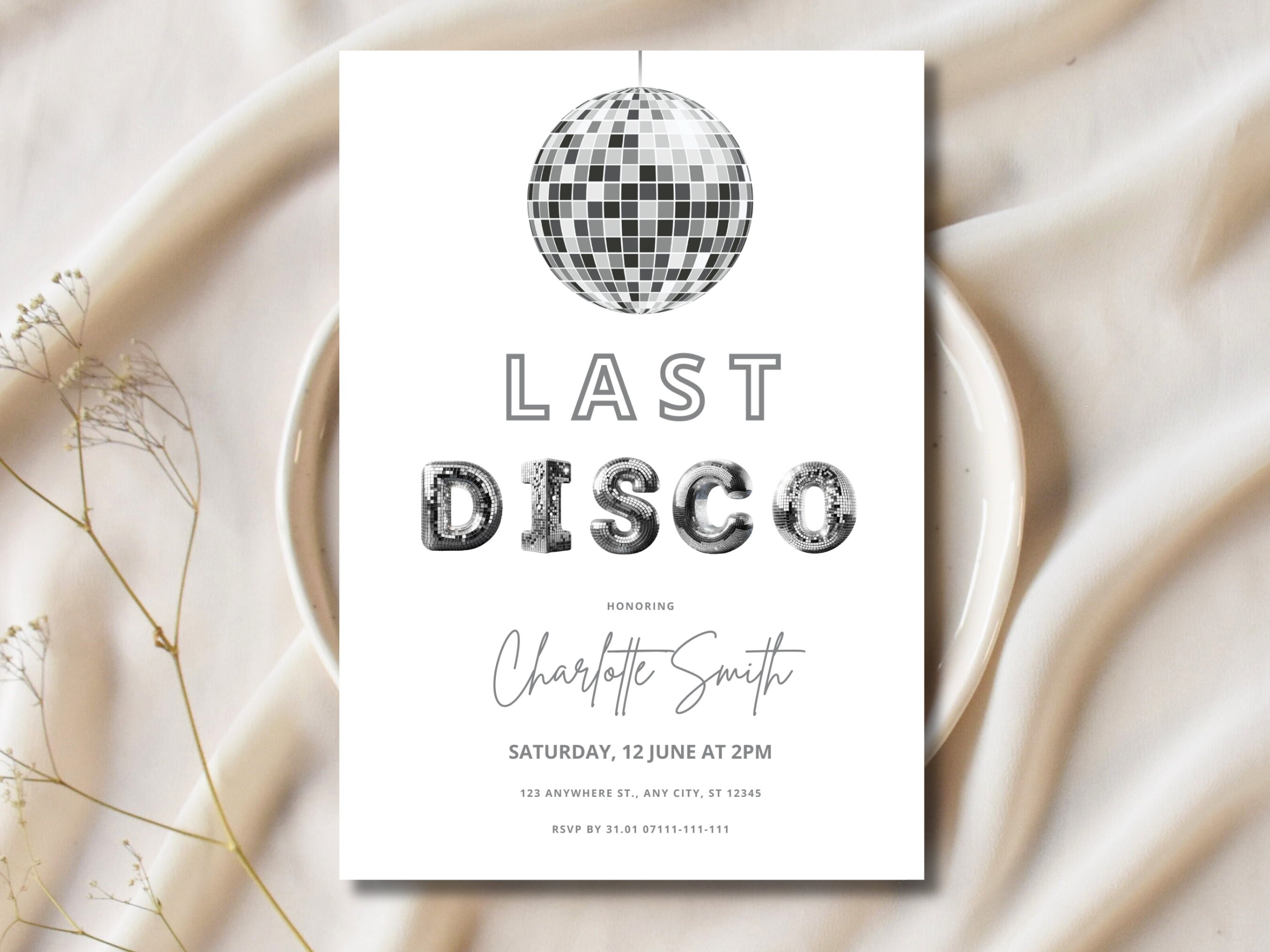 Last Disco Bachelorette Party Invitation Template (digital) - Etsy