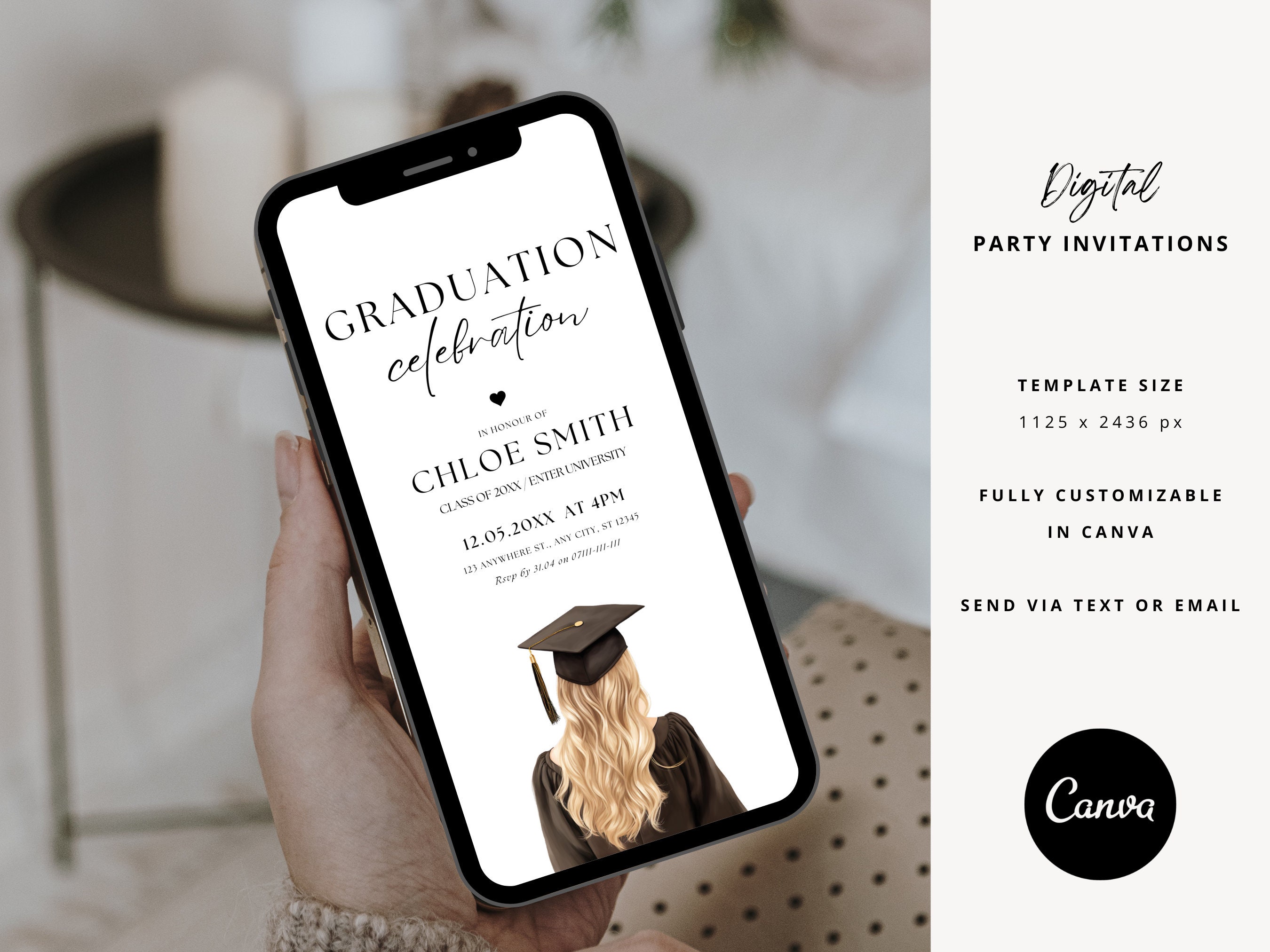 Graduate Class of 2025 Party Invitation Template, Minimalist College ...