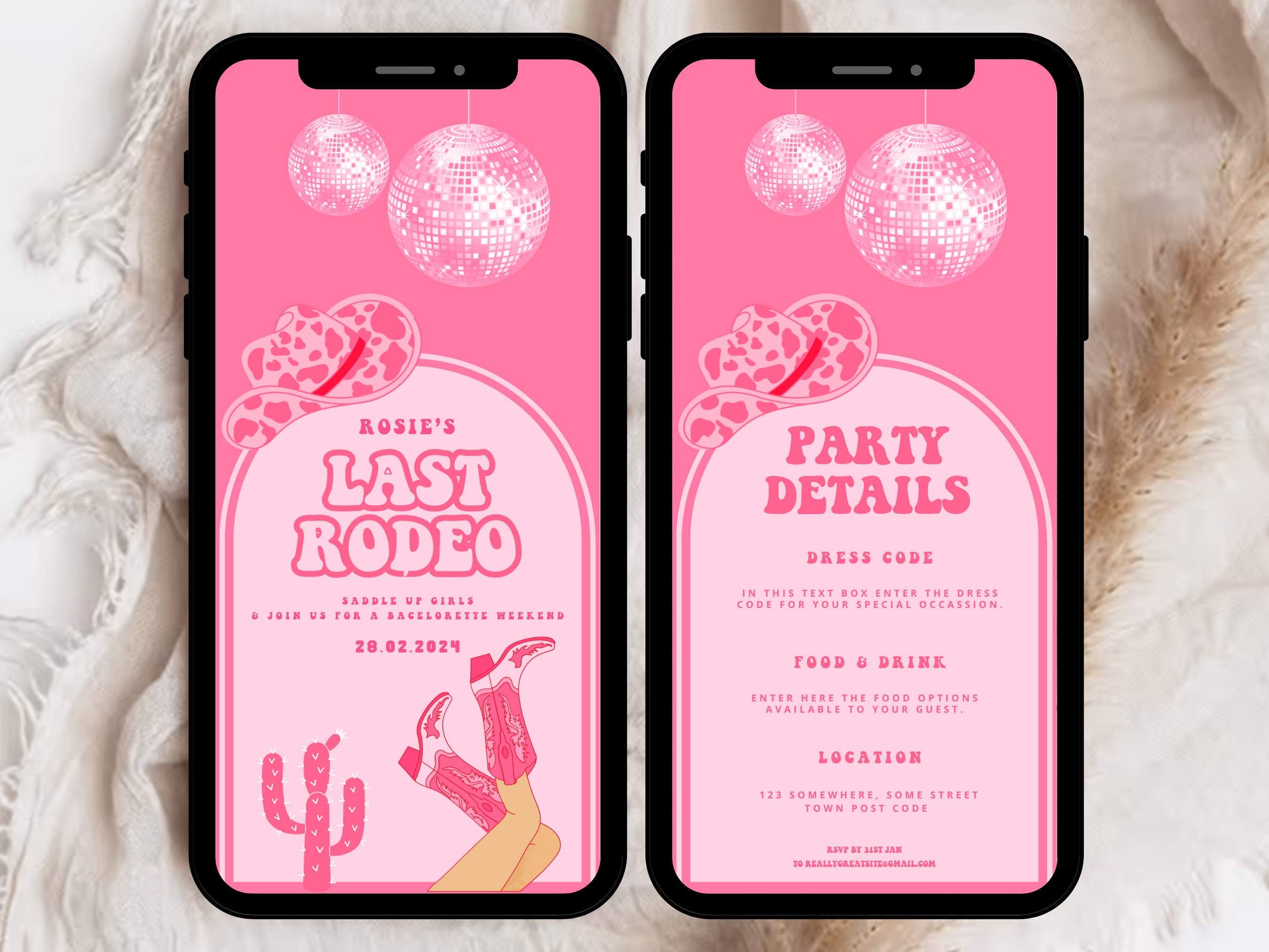Last Rodeo Bachelorette Invitation and Itinerary, Last Rodeo Party ...