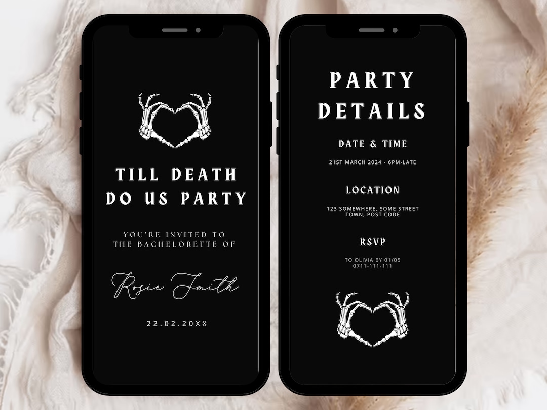 Till Death Do Us Party Invite, Gothic Hen Party Invitation, Goth Themed ...