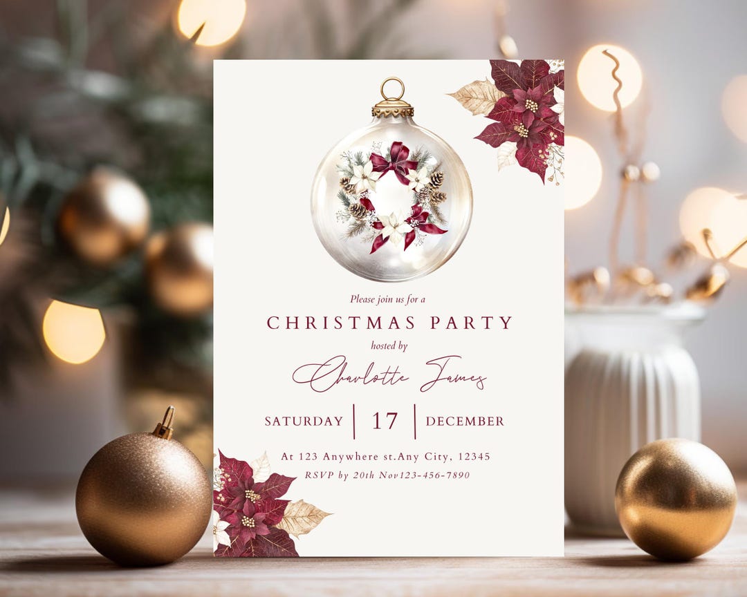 Printable Christmas Party Invite Template, Work Christmas Party ...