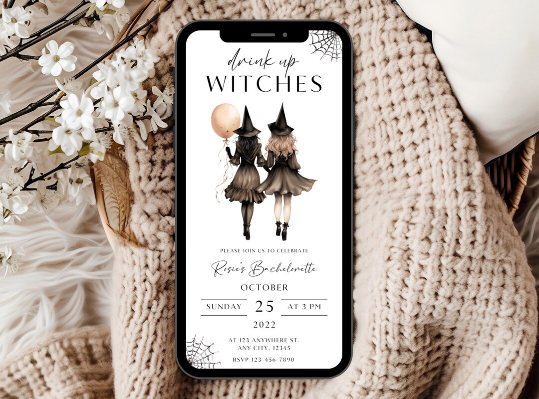 Drink up Witches Bridal Shower Invitation, Gothic Bachelorette Party ...