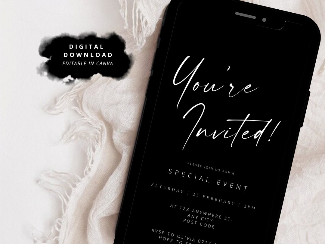 You're Invited Digital Invitation, Minimalist Text Message Invitation ...