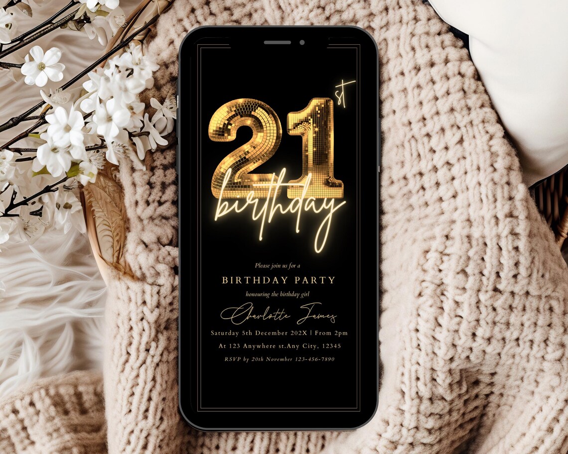 Editable 21st Birthday Party Invite Template, 21st Birthday Invites ...