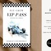 Pit Crew VIP Pass Template, Race Car VIP Pass Boy Racing Birthday Pit ...