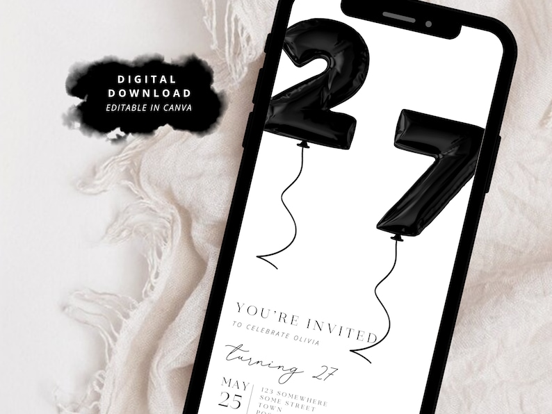 Digital 27th Birthday Invitation & Itinerary, 27th Birthday E-invite ...