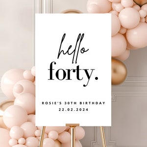 Hello Forty Welcome Sign Template, 40th Birthday Party Welcome Sign ...