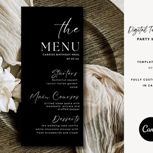 Modern Script Wedding Menu Template, Monochrome Wedding Table Menu ...