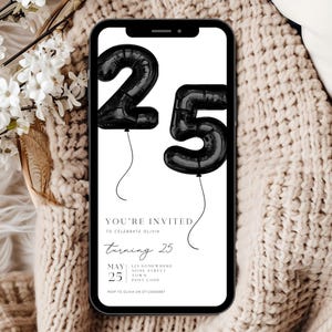 Digital 25th Birthday Invitation, 25th E-invite, 25th Birthday E-invite ...