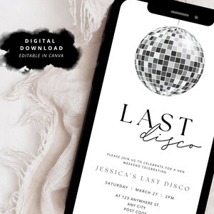 Last Disco Bachelorette Party Invitation Template, Last Disco Theme ...
