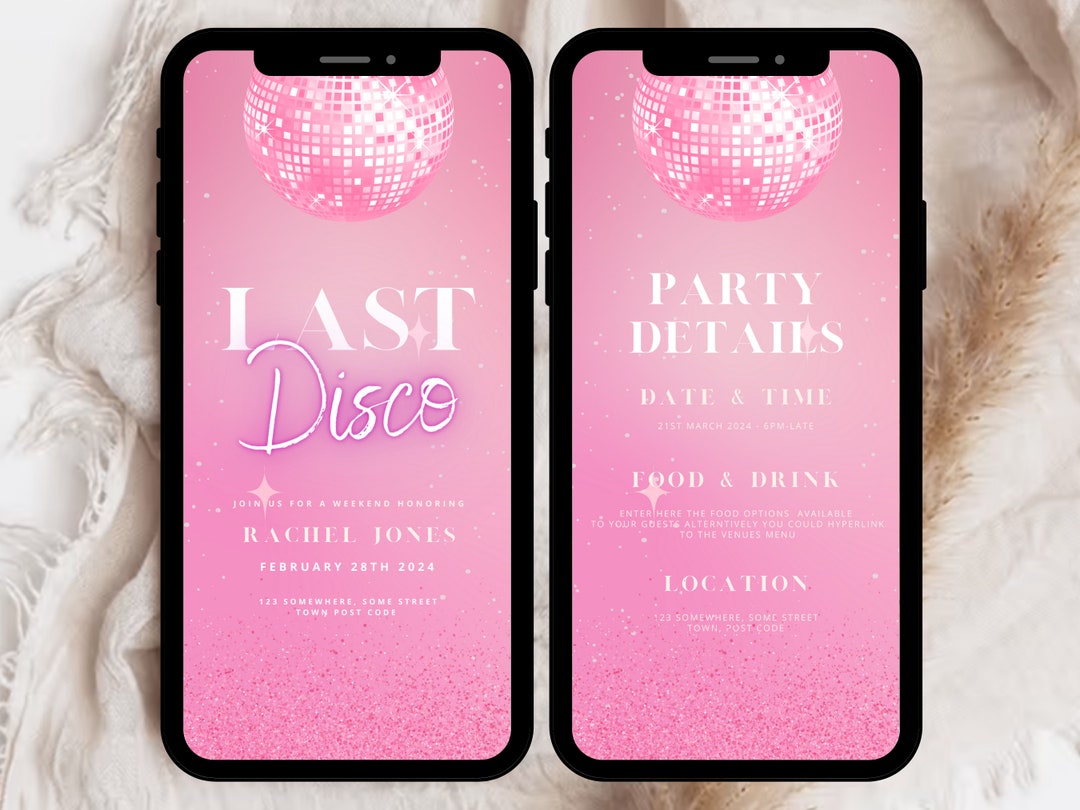 Last Disco Bachelorette Party Invitation Template, Last Disco Invite ...